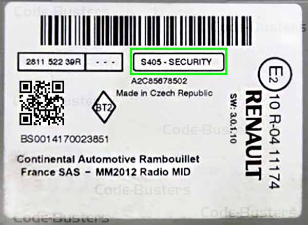 Renault Code from Serial Number - Code-Busters - Car Radio Code Specialists